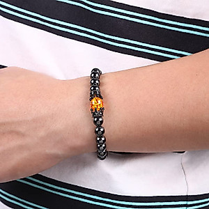 Black Obsidian Tiger Eye Bracelets for Men Women,Hematite Natural Stone Beaded Bracelets Handmade Healing Crystal Chakra Bracelet Good Luck Wealth Protection Bracelet b