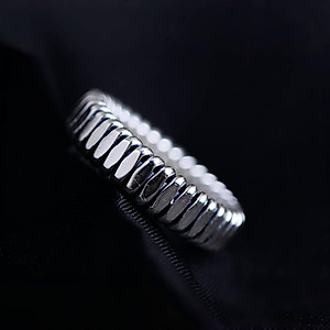 Retro 925 Sterling Silver Braided Spiral Ring for Men Women Open and Adjustable