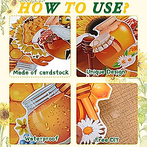 Hotop 48 Pieces Bee Theme Cutouts Classroom Bulletin Board Decoration Honey Cutouts Honeycombs Bee House Cutouts Daisy Sunflowers Cutouts for Chalkboard Wall Bee Birthday Party Decor