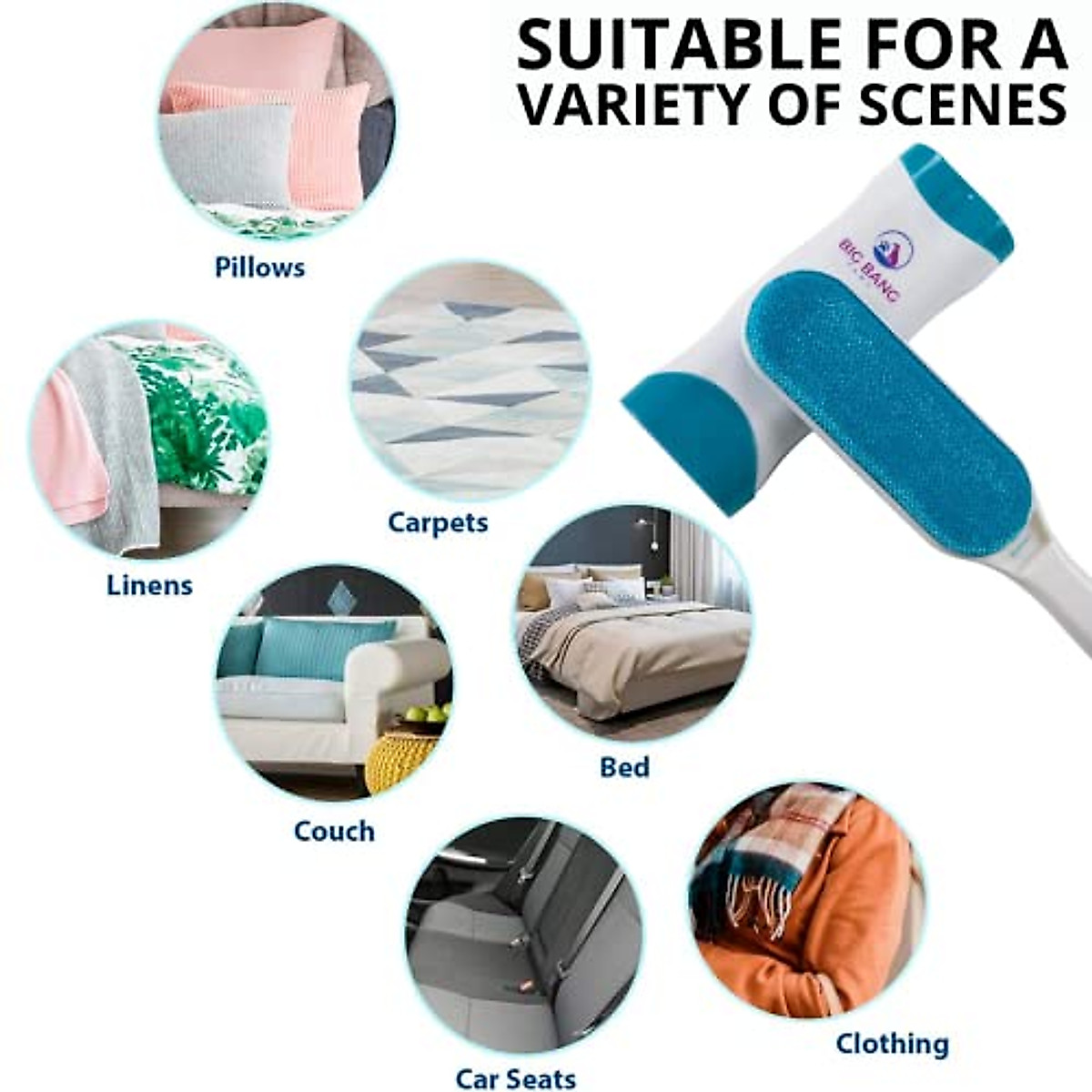 Pet Hair Remover Brush - Dog Hair Remover for Clothes - lint Brush pet Hair Remover - Reusable Fur Remover for Furniture and Clothing - Light pet Dander Remover with self Cleaning Base