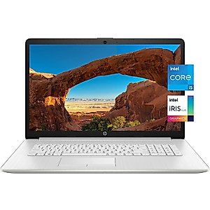 HP New 17 Laptop, 17.3" FHD IPS Display, 11th Gen Intel Core i5-1135G7 Processor, 16GB RAM, 1TB SSD+1TB HDD, Webcam, Bluetooth, Backlit Keyboard, Windows 10 Home, Natural Silver