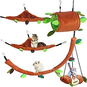 SUODAO Winter Warm Bird Nest House Shed Hut Hanging Hammock Finch Cage Plush Fluffy Birds Hideaway Bunkbed Playing Bed Parrot Pet Swing(Swing)