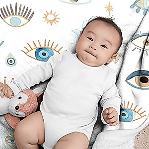 Amilient Evil Eye Pattern Throw Blanket Super Soft Cozy Plush Fleece Blanket Decorative Fuzzy Lightweight Blankets for Sofa Couch Bed Camping, 40"x50"-Kids/Throw Size