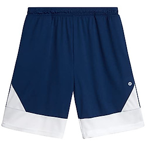 RBX Boys’ Athletic Shorts - 4 Pack Lightweight Fleece Performance Basketball Shorts - Activewear Shorts for Boys (Size: 8-16), Size 10-12, Green Camo/White Blue