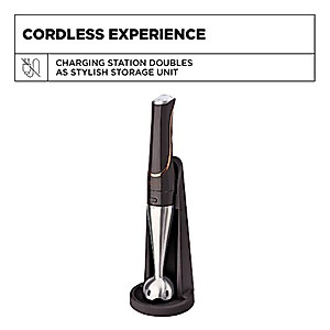 CRUX Cordless Hand Immersion Blender, Durable 7.5” Blending Arm, Quickly Blend, Mix Smoothies, Easily Whip, Puree Sauces/Soups, Conveniently Rechargeable, Easy to Clean with Dishwasher Safe Removeable Parts, Stainless Steel/Black
