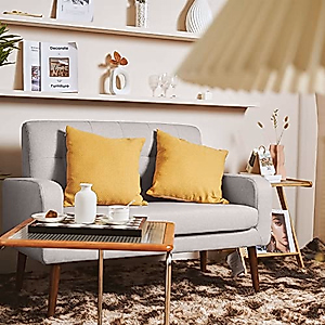 Sepnine 50" Modern Linen/Velvet Fabric Loveseat Sofa,Office Couch for Small Space, Living Room Soft Futon,Small Love Seats Couch for Bedroom (Linen-Beige Grey)