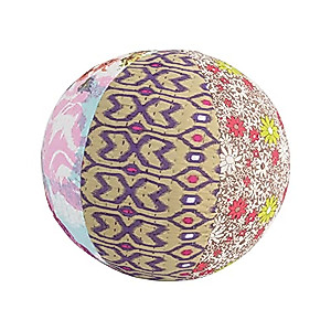 Creative Co-Op Cotton Kantha Fabric Patchwork Orb Pillow, 10" L x 10" W x 10" H, Multicolor