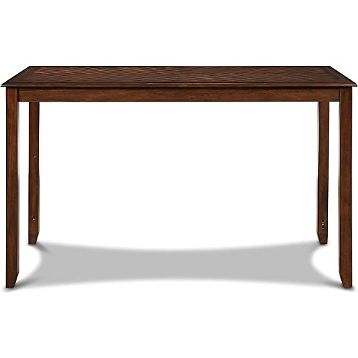 New Classic Furniture Amy Kitchen Counter Island Dining Table for 4 with Storage Shelf & USB Chargers, Traditional Brown Cherry