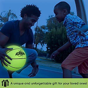 ALKOMI Glow in The Dark Basketball, Light Up Basketball, LED Night Reflective Glowing Holographic Basketball Ball, Basketball Gifts for Boys and Girls, Light Up Balls for Kids