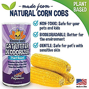 Bodhi Dog Natural Cat Litter Box Odor Eliminator – Best Litter Deodorizer for Strong Urine Odor – Fewer Cat Box Changes – Safe for Kitty Boxes - Violet Potpourri Scent
