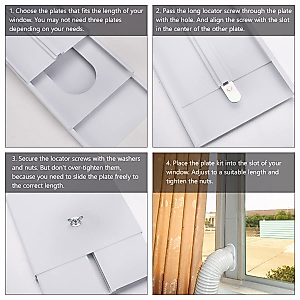 A-KARCK Window Seal Plates Kit for Air Conditioners, Adjustable Length Window Vent Kit for Sliding Windows, Suitable for 5.9 Inch Exhaust Hose