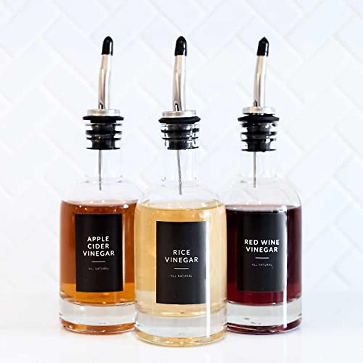 Black Oil Bottle Labels Stickers - 54 Pantry Labels for Vinegar & Oil Dispenser Bottles Condiment Labels - Oil Jar Labels Pantry Stickers - Kitchen Stickers Waterproof Oil Bottle Labels Stickers