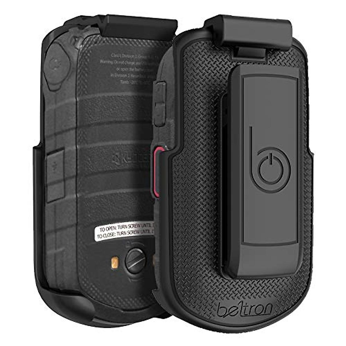 BELTRON DuraXV LTE Belt Clip Holster, Heavy Duty Rotating Belt Clip Holder Case for Kyocera DuraXV LTE E4610 (Verizon), DuraXE E4710 (AT&T), Secure Fit with Quick Release Latch & Kickstand Black