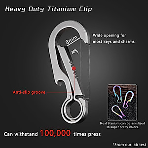 PJYTAC Black Titanium Carabiner for Keys Small Keychain Quick Release Key Clip with Bottle Opener Holder for Men and Women Gifts for Him