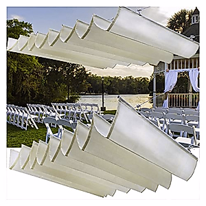 LXLIGHTS Retractable Wave Shade Sails, Easy to Install Sun Protection Awning, HDPE Ventilation Fabric U Shaped Sliding Roller Blind for Patio Roof Shade Canopy Cover