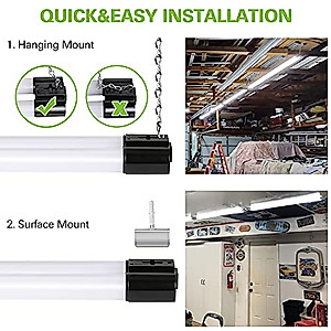 10 Pack 4FT Linkable LED Shop Light, Utility Shop Light Fixture, 4400lm, 42W [250W Equivalent], 5000K Daylight Shop Lights for Garage, Hanging or Surface Mount, with Power Cord, ETL, Black