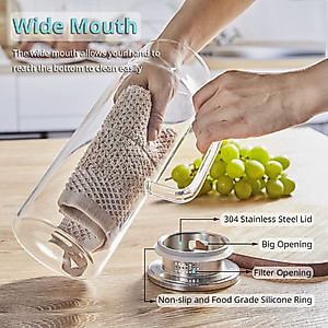 1.6 Liter 54 oz Glass Pitcher with Lid and Spout, Bivvclaz Glass Carafe Water Pitcher for Hot/Cold Water, Iced Tea, Drinks, Coffee, Juice and Homemade Beverage