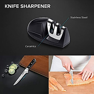 MOSFiATA 6" Boning Knife, Sharp Kitchen Cooking Knife with Finger Guard and Knife Sharpener, German High Carbon Stainless Steel EN1.4116 Chef’s Knife with Micarta Handle and Gift Box