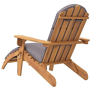 GOLINPEILO Wooden Folding Adirondack Chair with Footrest and Cushion,Outdoor Chairs Patio Chairs Lawn Chair Wooden Patio Chair for Outside Porch Chair Fire Pit Chairs Deck Chair -471
