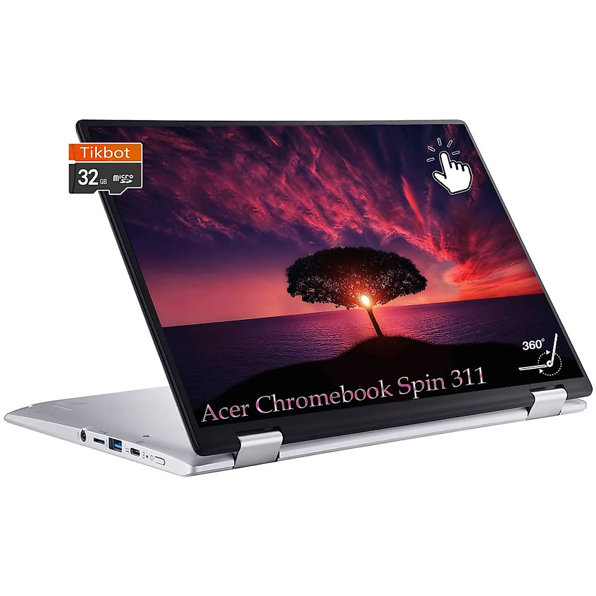 acer Chromebook Spin 311 Touchscreen Laptop Convertible 11.6 IPS Display, Intel Celeron N4000, USB Type-C, Wireless-AC, Stereo Speakers, Webcam, Chrome OS (4GB DDR4 RAM | 64GB eMMC+32GB SD Card)