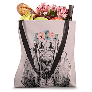 Bloodhound with Floral Headband Dog Mom Tote Bag
