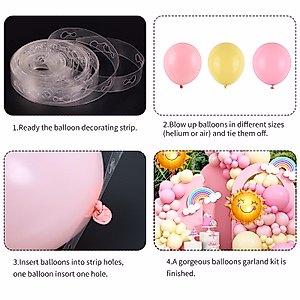 First Trip Around The Sun Birthday Decorations for Girls，Pink and Yellow Balloons Garland Kit with Sunshine Balloons Boho Sun 1st Baby Shower Party Supplies