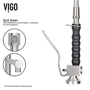 VIGO VG02007STK2 27" H Zurich Single-Handle with Pull-Down Sprayer Kitchen Faucet with Soap Dispenser in Stainless Steel