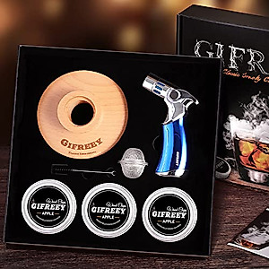 Cocktail Smoker Kit with Torch - Old Fashioned Smoker Kit for Drink Smoker, Bourbon/Whisky Smoker Kit,3 Different Wood Chips for Whiskey & Bourbon(Without Butane)