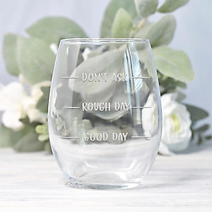 Wine Glass Don't Ask Stemless Wine Glass - Bad Day Gift, Wine Glasses Sayings, Cute Wine Glass, Etched Wine Glass, Wine Glasses For Friends