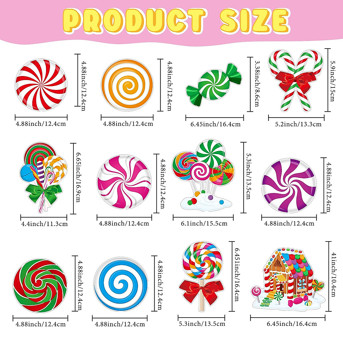Namalu 54 Pcs Candy Hanging Swirls Decorations Candy Themed Party Decorations Candy Cane Hanging Ceiling Swirl Colorful Lollipop Swirl Ornaments for Baby Shower Birthday Party Supplies Home Decor