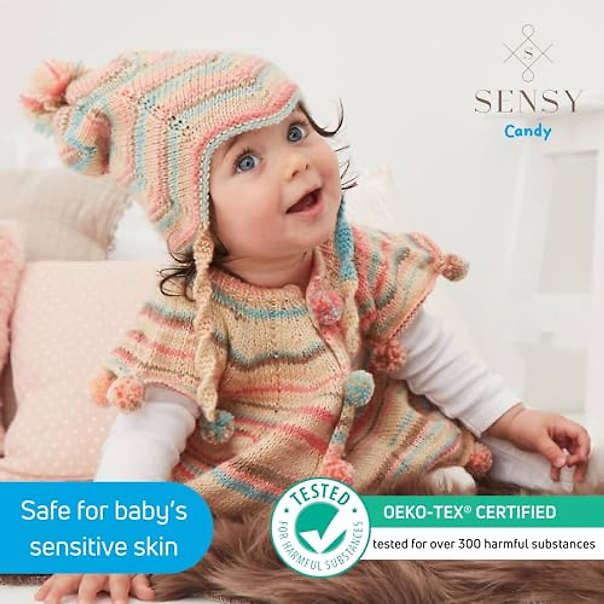 Sensy Candy Yarn, 3.5 oz, 251 Yards, Multicolor Craft Yarn for Crocheting and Knitting, Gauge 3 Light (5845)