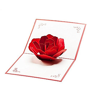 HUNGER Handmade 3D Pop Up Rose Flower Birthday Cards Creative Greeting Cards Papercraft (ROSE)