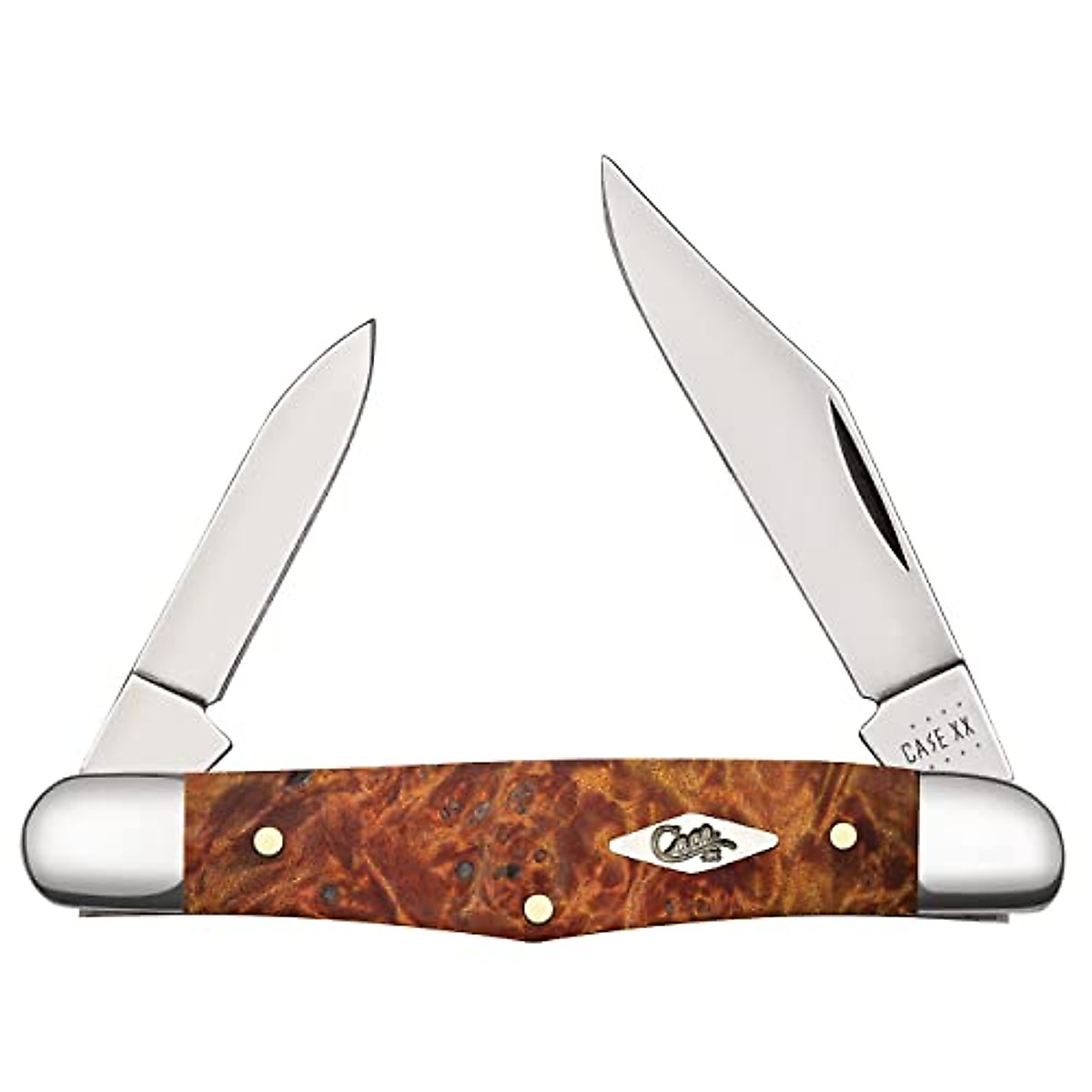 Case Half Whittler Folding Knife Autumn Maple Burl Wood Handle SS Blades