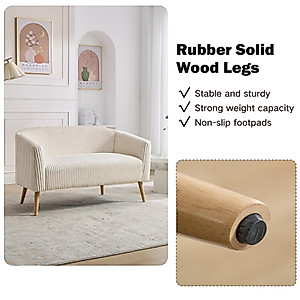 Chifee & Vingol 50.8" W Small Loveseat Sofa with Wood Legs,Ivory