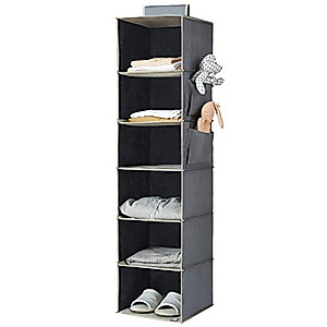 YOUDENOVA 6-Shelf Hanging Closet Organizer & Two 3-Shelf Separable Closet Hanging Shelves