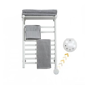 Towel Warmer Rack, 8 Bars Heated Towel Warmer Rack with Intelligent Digital Display,Built-in Smart Timer,104℉-149℉, Wall Mounted Towel Warmer Rack with Top Shelf for Bathroom,White