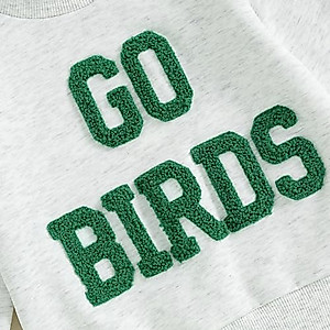 Toddler Boy Girl Football Outfits Sundays Are for the Bird Eagle Sweatshirts Top Pants Set 2Pcs Game Day Clothes (Gray Green, 2-3 Years)