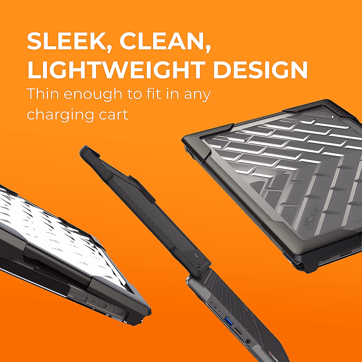 Gumdrop SlimTech Laptop Case Fits Lenovo 100e Chromebook 1st | 2nd Gen Designed for K-12 Students Teachers and Classrooms – Drop Tested Rugged Shockproof Bumpers for Reliable Device Protection – Black