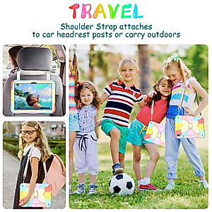 Ambison Case for iPad 10th Generation 2022 10.9 inch for Kids Girls with 9H Tempered Glass Screen Protector, Rugged Heavy Duty Shockproof Protective Case with Butterfly Stand,Carrying Strap-Multicolor