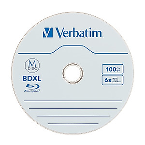 Verbatim M DISC BDXL 100GB 6X with Branded Surface Blank Blu-Ray Recordable Media – 5pk Jewel Case Box,Blue