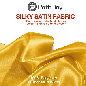 P Pothuiny 60 Inch Wide Gold Satin Fabric by The Yard, Silky Charmeuse Satin Fabric for Bridal Wedding Dress Decor DIY Apparel Crafts, 1 Yard