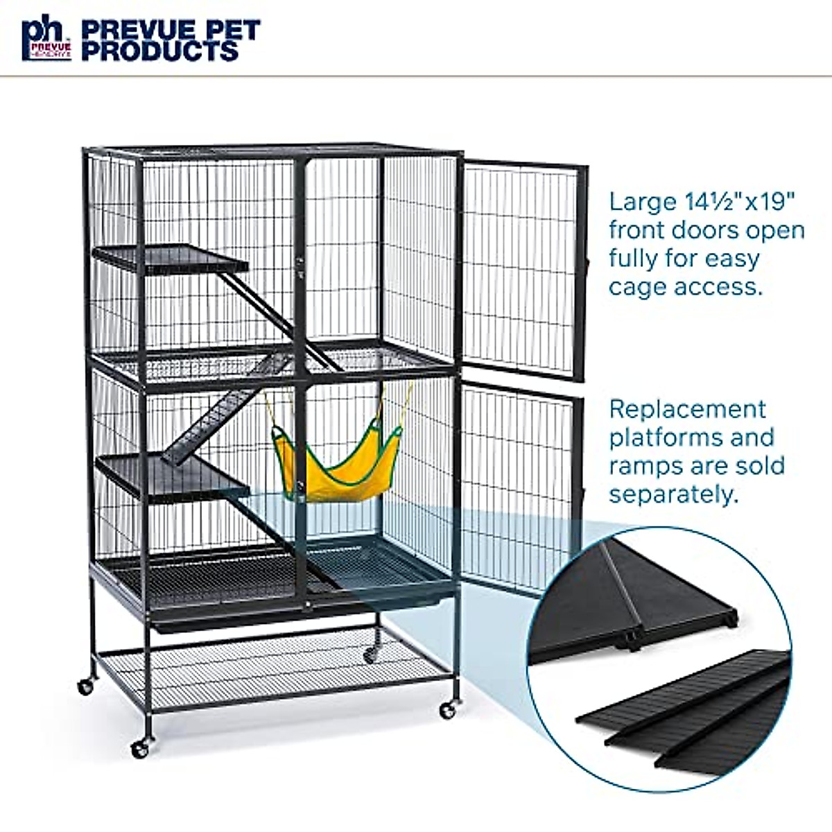 Prevue Pet Products 485 Feisty Ferret Home with Stand, Black Hammertone