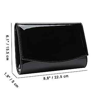 CHARMING TAILOR Patent Leather Flap Clutch Classic Elegant Evening Bag Chic Dress Purse (Black)
