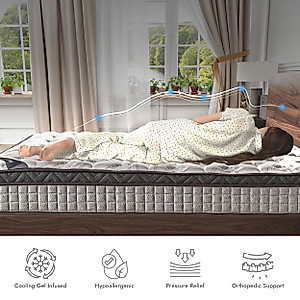 SAYRE SLEEP 12” Diamond Innerspring Hybrid and Cooling Gel Memory Foam Mattress, Pressure Relief, and Motion Isolation, CertiPUR-US and Oeko TEX Certified, Assembled in USA - Twin Mattress