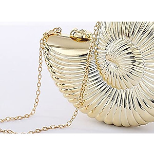 TOKYO-T Gold Evening Purses and Clutches for Women Seashell Crossbody Shiny Bag Chain