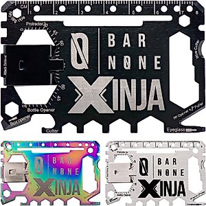 50 in 1 Credit Card Multitool Wallet Multi Tool Money Clip Clips Xtreme Ninja EDC Gerber Leatherman Knives Utility Knife Slim Wallets Minimalist Survival Everyday Carry | BAR NONE Xinja, Black
