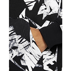 Nike Men's Essentials+ Allover Print Fleece Hoodie Black/White Medium