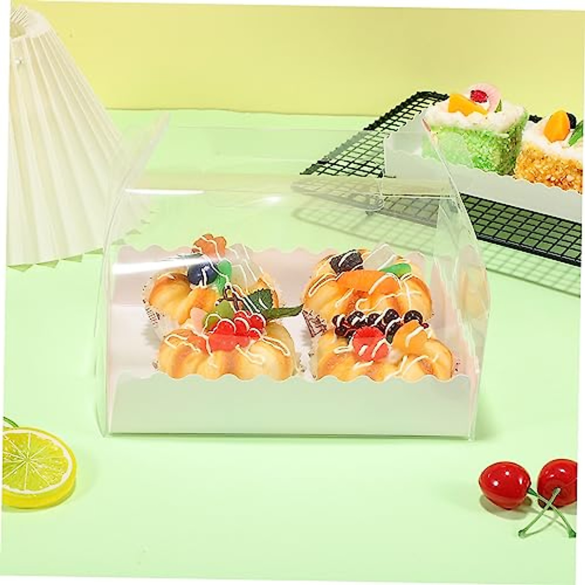 ULTECHNOVO 10pcs Box Mini Dessert Containers Clear Cake Box Plastic Dessert Containers Cupcake Carrier Cupcake Boxes Mini Cake Boxes for Cake Portions Bakery Box Dessert Storage Box Paper Cup