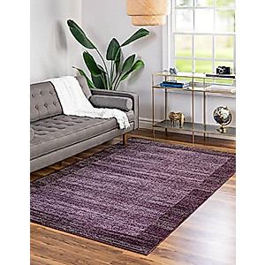 Unique Loom Del Mar Collection Area Rug-Transitional Inspired with Modern Contemporary Design, 6' 0 x 9' 0 Rectangular, Violet/Ivory