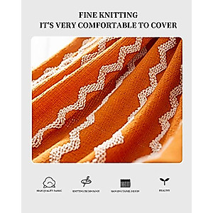 SPAOMY Fluffy Chenille Knitted Throw Blanket with Tassels Soft Cozy Lightweight Decorative Throw Blanket for Bed, Sofa, Travel- All Seasons (50x60 Inch, Dark Gold Wave)